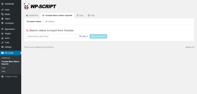 WPS YouTube Importer - WP-Script WordPress Plugin