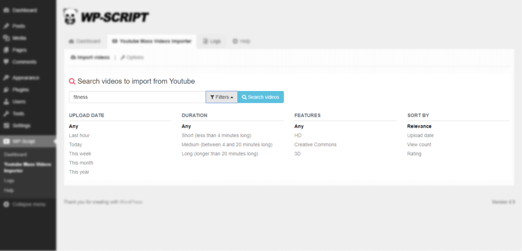 WPS YouTube Importer - WP-Script WordPress Plugin