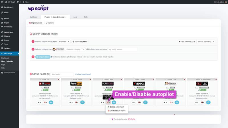 WPS Mass Embedder - WP-Script WordPress Plugin